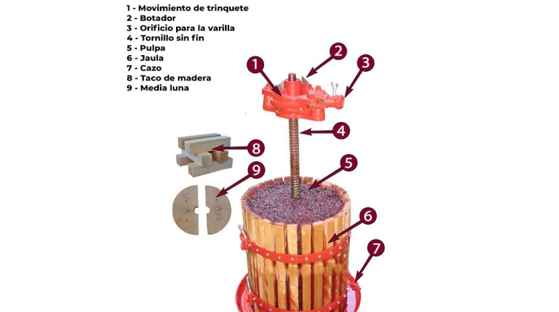 Prensa manual para uva Noria, hasta 130L