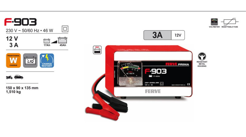 CARGADOR BATERIA 17-45AH 12V F903 FERVE